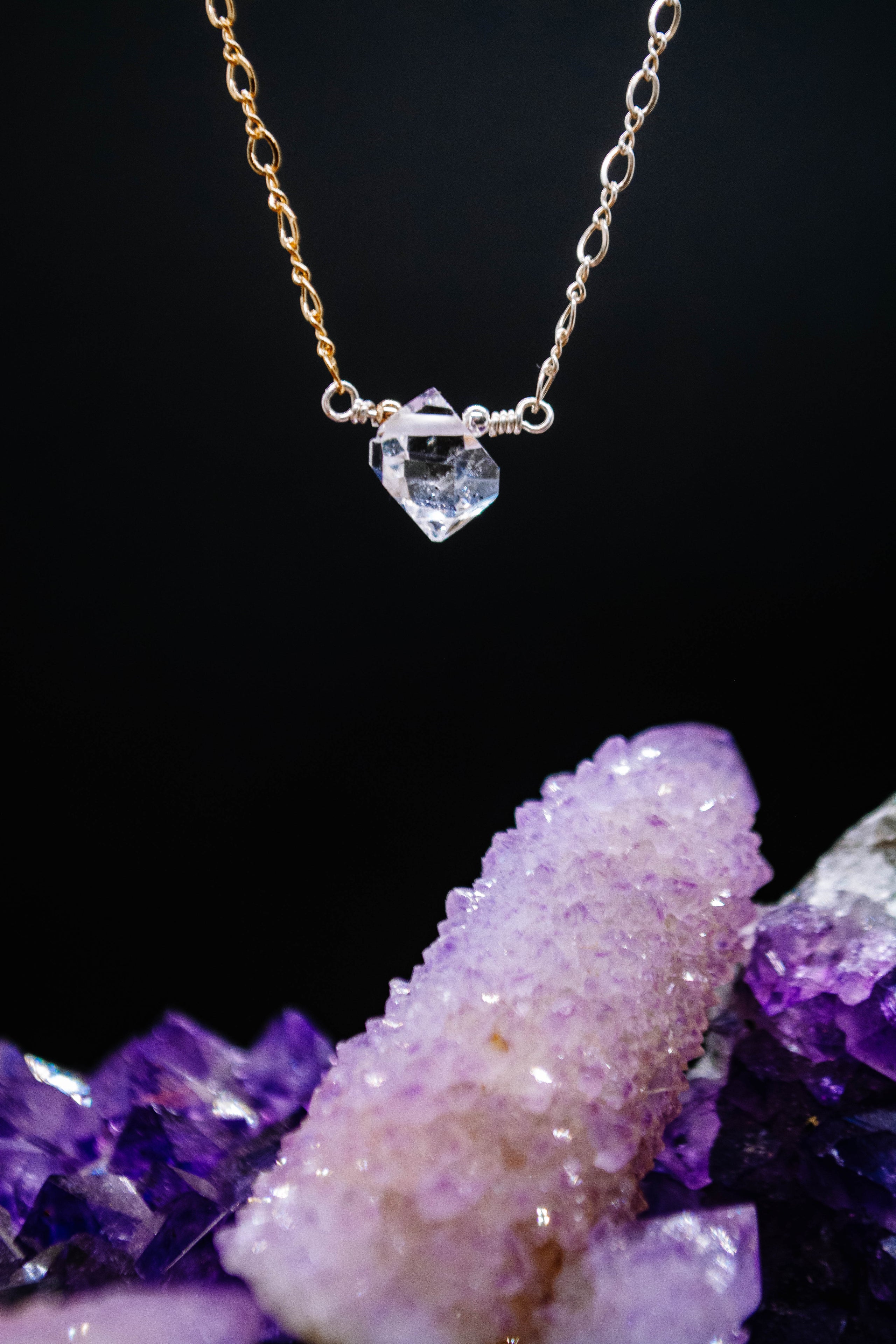 Herkimer Diamond Necklace - Half Gold Half Silver | Little Falls ...